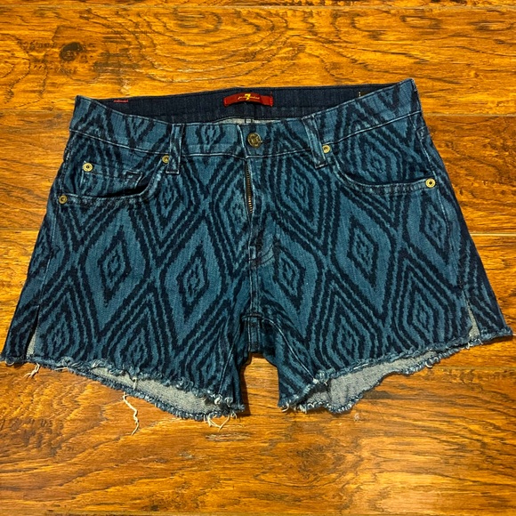 7 For All Mankind | Shorts | 7 For All Mankind Diamond Pattern Blue ...